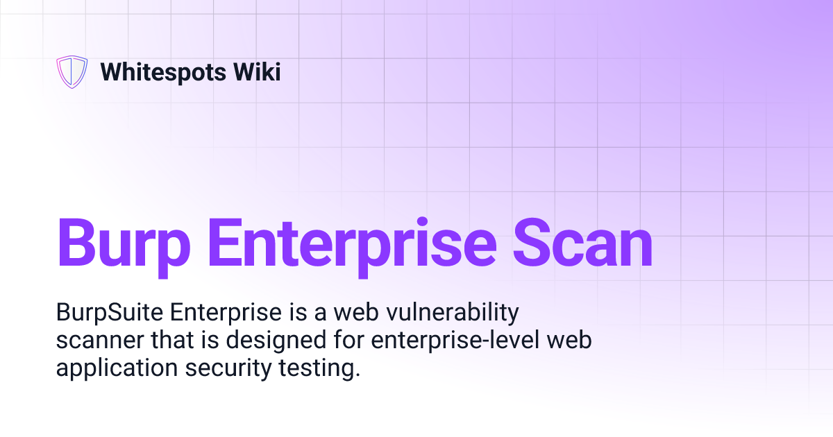 Burp Enterprise Scan | Whitespots Wiki